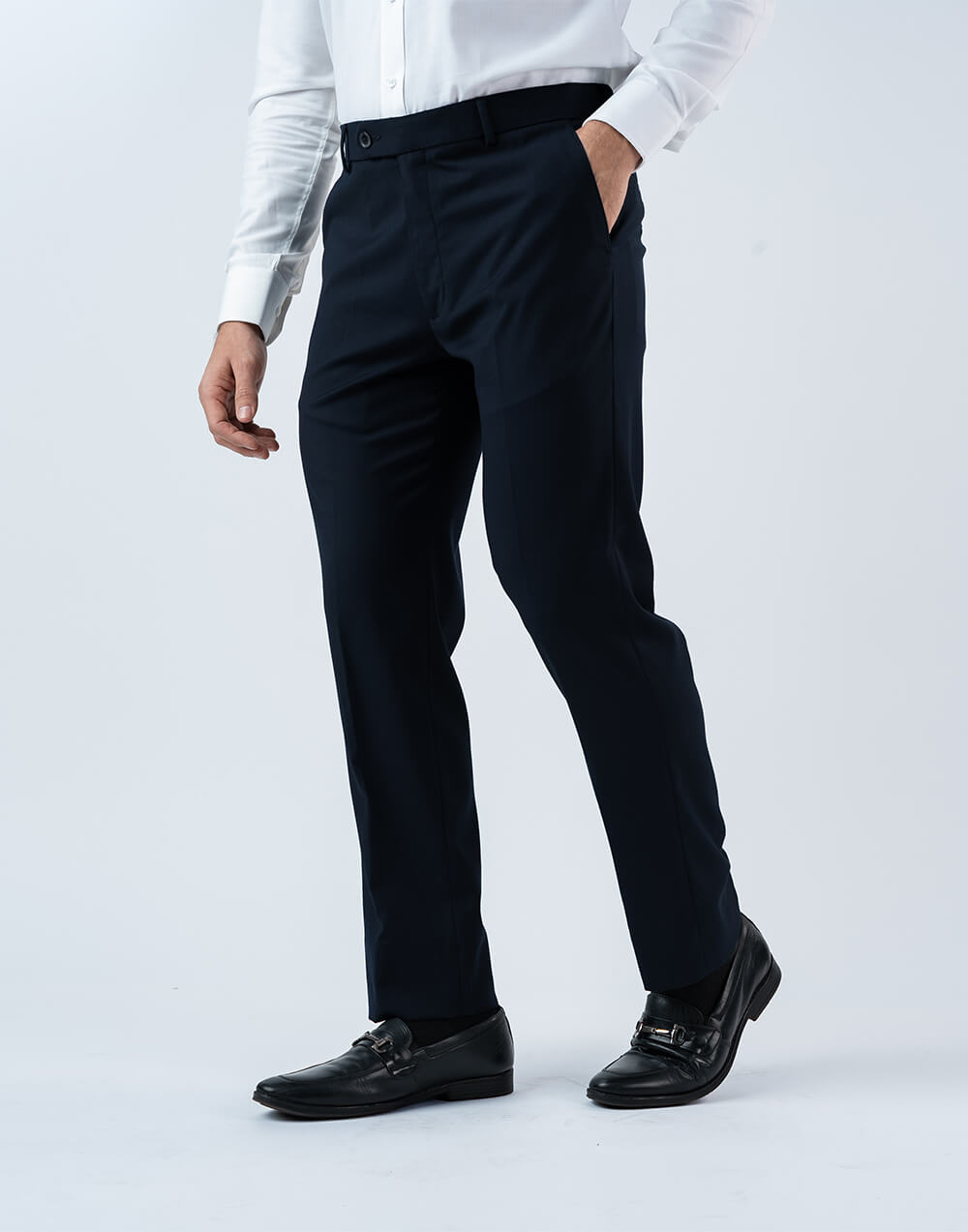 Buy Vantage Blue 4 Way Stretch Regular Fit Blue Formal Wear Trouser ...