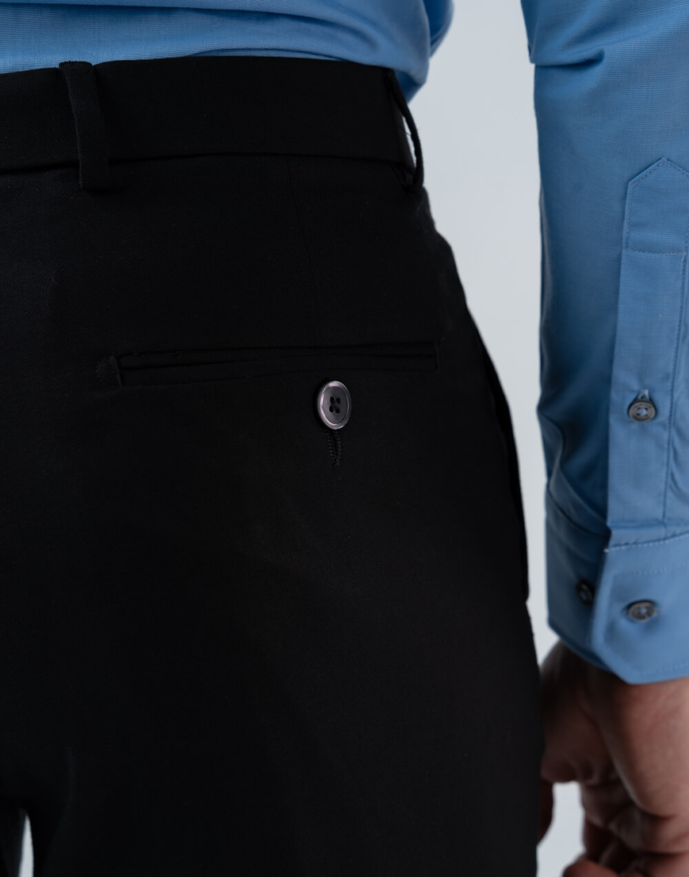 Buy Vantage Blue Auto Flex Regular Fit Black Formal Trouser Online in ...