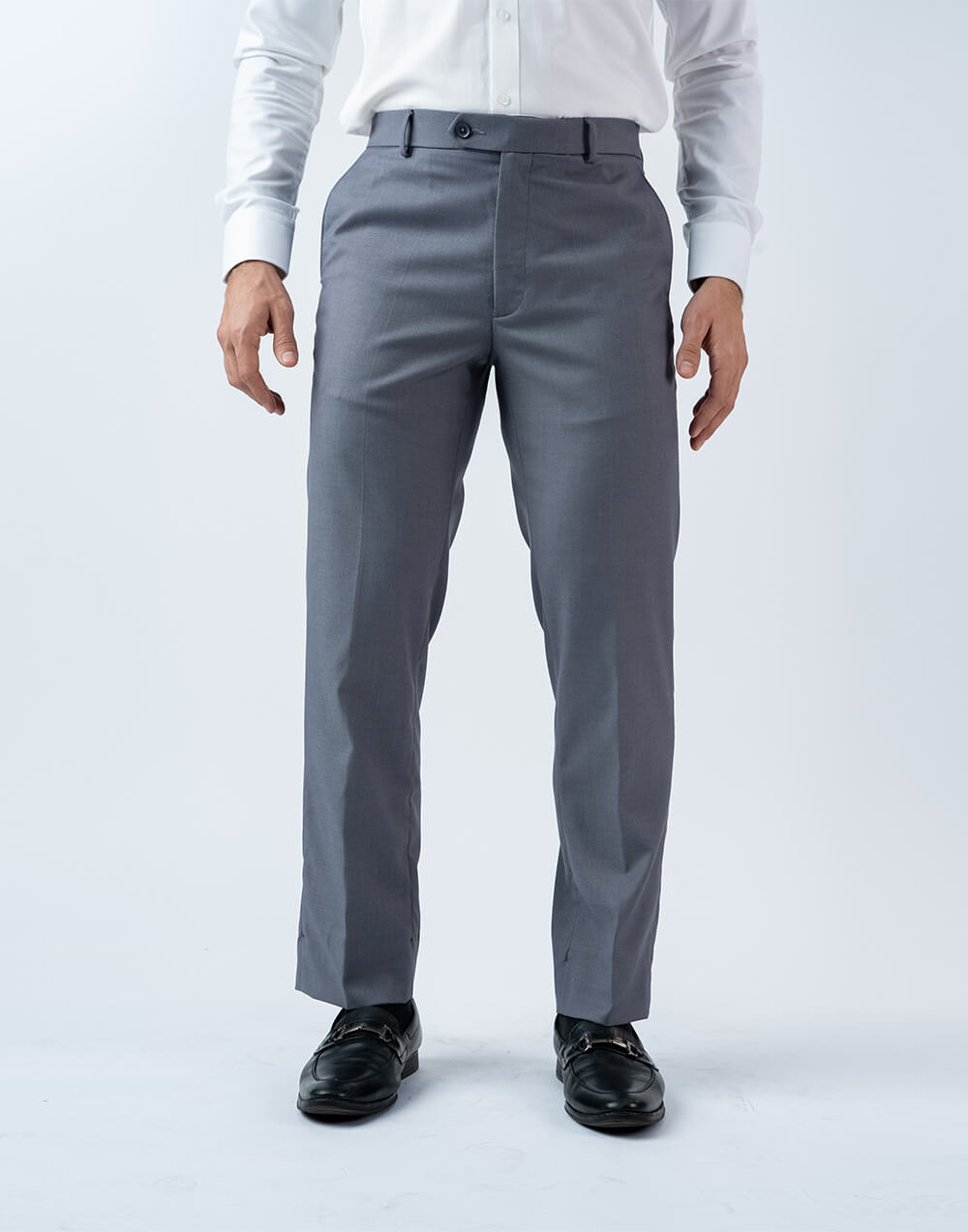 Buy Vantage Blue Auto Flex Ash Ultra Slim Fit Formal Wear Trouser ...