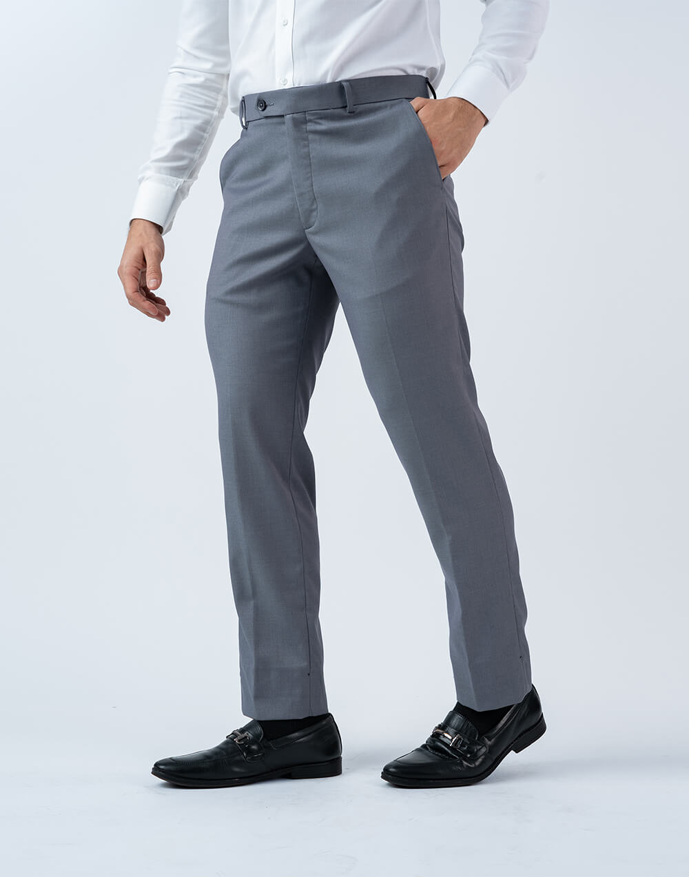 Buy Vantage Blue Auto Flex Ash Ultra Slim Fit Formal Wear Trouser ...